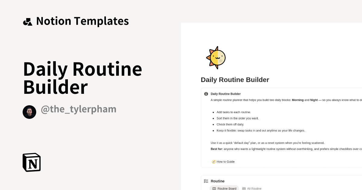 Daily Routine Builder Template | Notion Marketplace