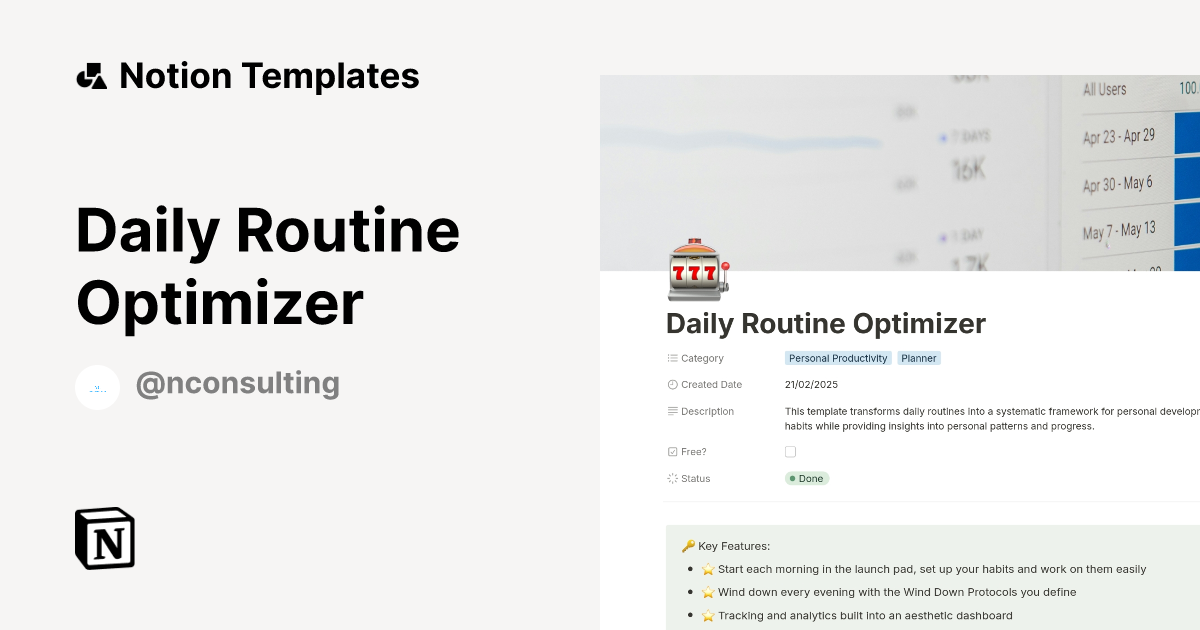 Daily Routine Optimizer Template by NConsulting | Notion Marketplace