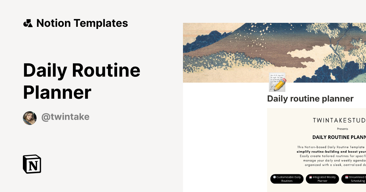 Daily Routine Planner Template | Notion Marketplace