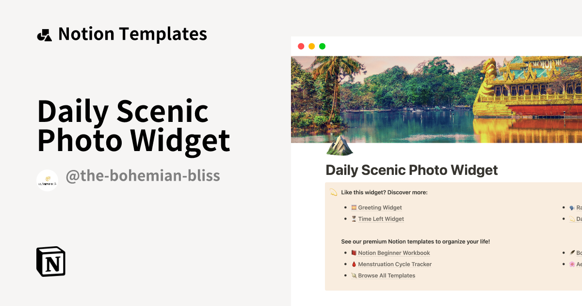 Daily Scenic Photo Widget Template | Notion Marketplace