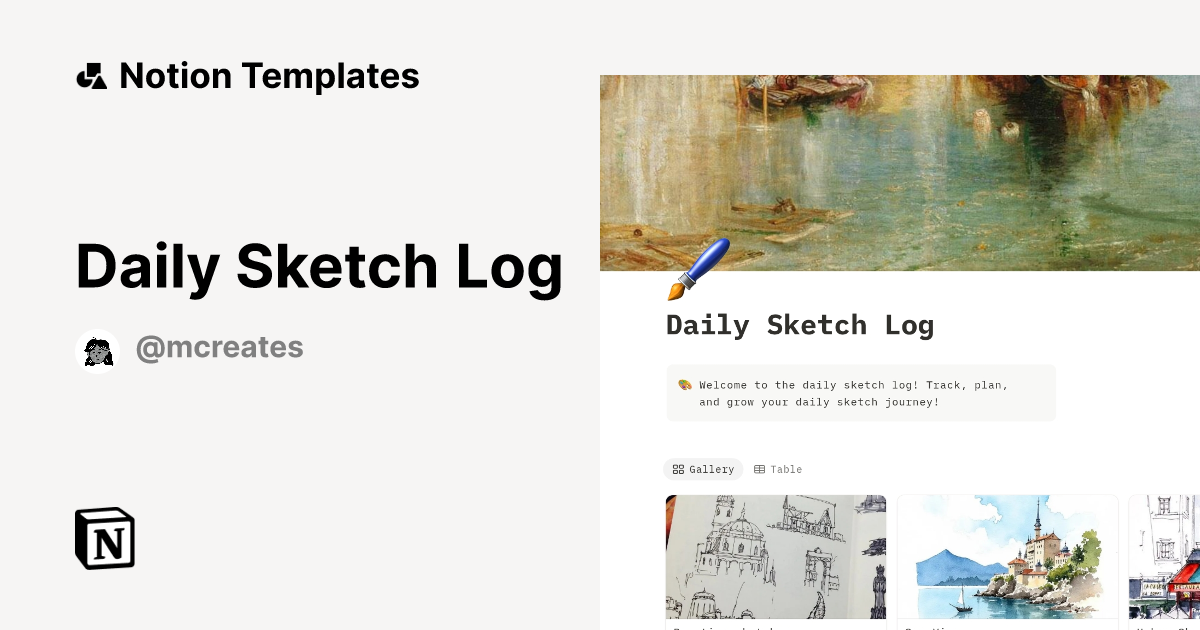 Daily Sketch Log Template | Notion Marketplace