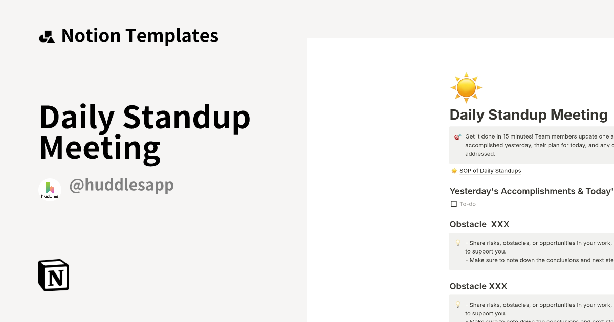 Daily Standup Meeting Template | Notion Marketplace