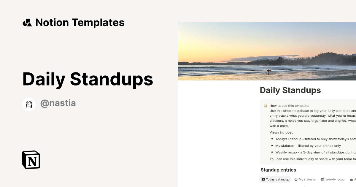 Daily Standups Template | Notion Marketplace
