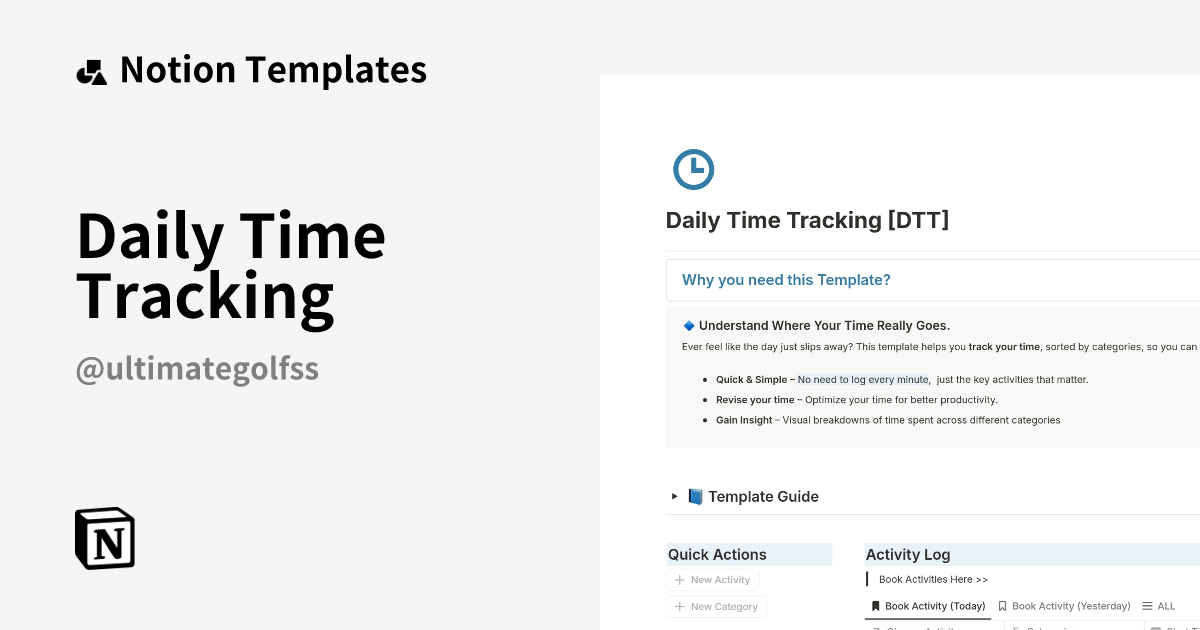 Daily Time Tracking Template by Ultimategolfs | Notion Marketplace