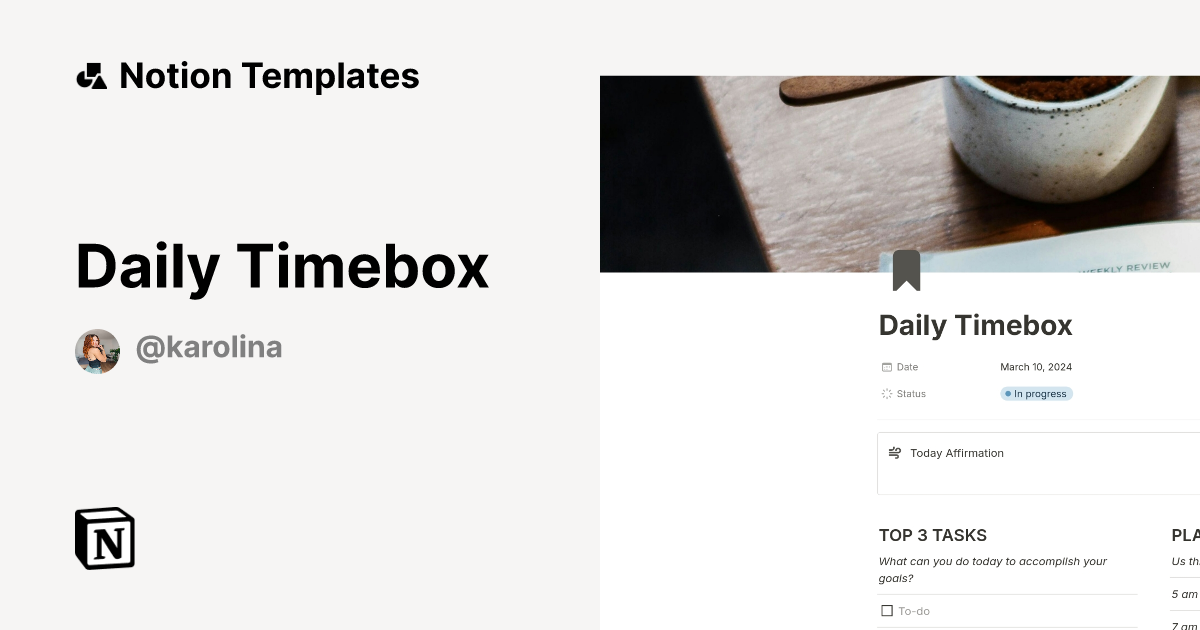 Daily Timebox Template | Notion Marketplace