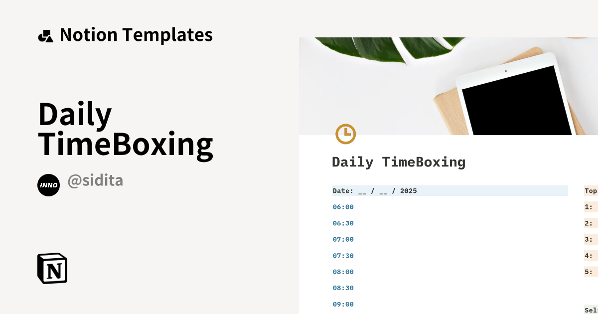 Daily TimeBoxing Template | Notion Marketplace