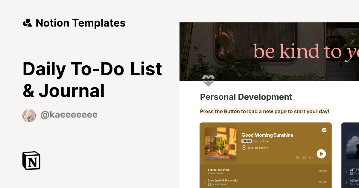 Daily To-Do List & Journal Template | Notion Marketplace