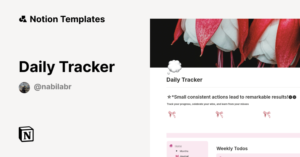 Daily Tracker Template by Nabila | Notion Marketplace