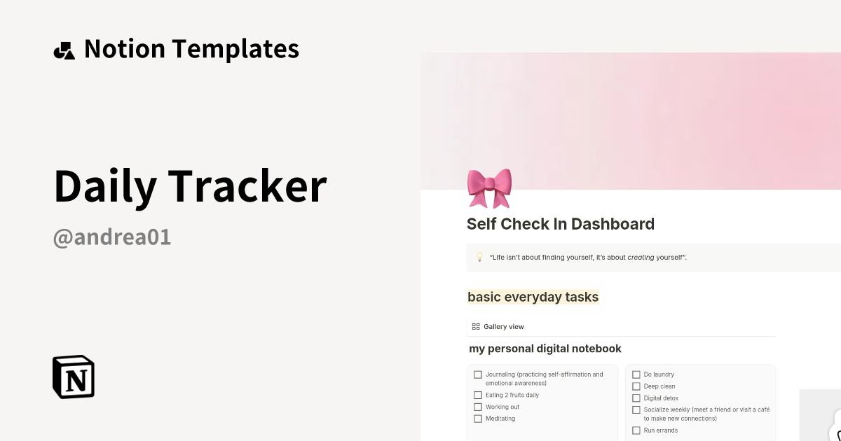 Daily Tracker Template by andrea | Notion Marketplace