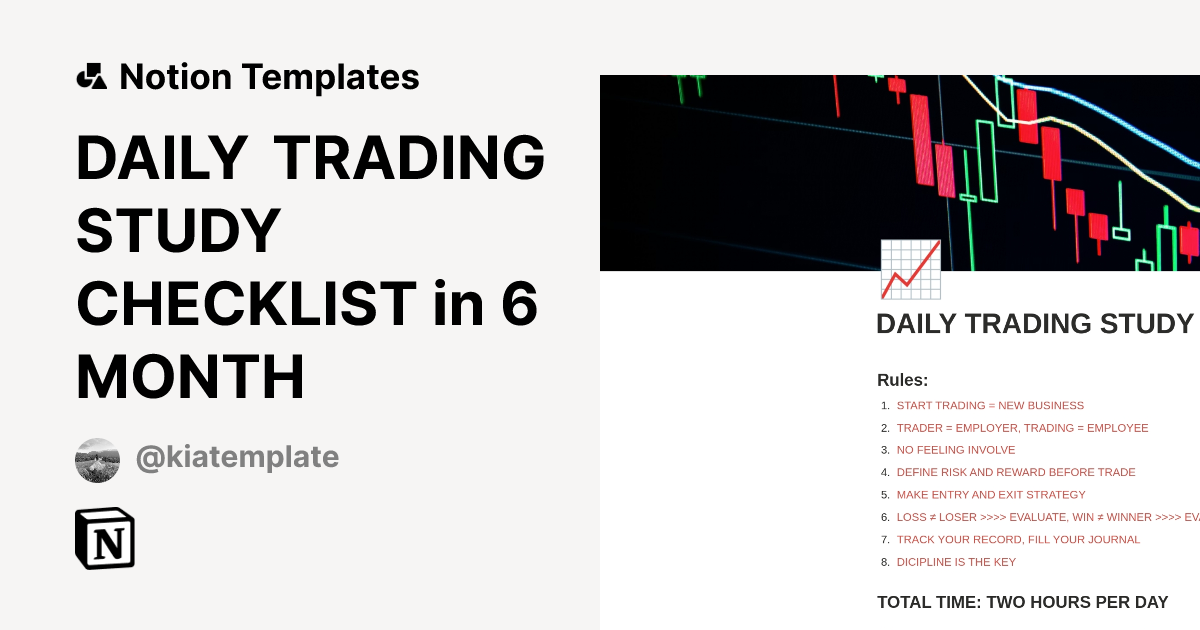 DAILY TRADING STUDY CHECKLIST in 6 MONTH Template | Notion Marketplace