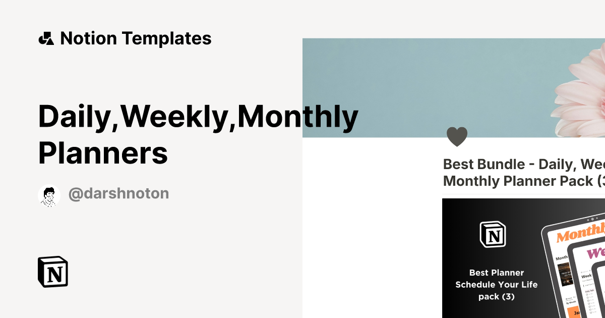 Daily,Weekly,Monthly Planners Template | Notion Marketplace