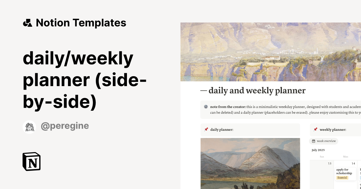 daily/weekly planner (side-by-side) Template | Notion Marketplace
