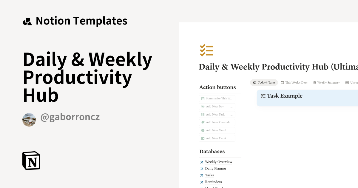 Daily & Weekly Productivity Hub Template | Notion Marketplace