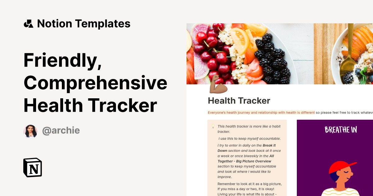 Friendly, Comprehensive Health Tracker Template by Archie | Notion ...
