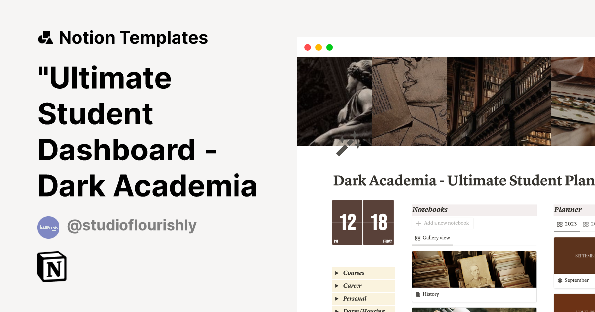 "Ultimate Student Dashboard - Dark Academia Template by Studio ...