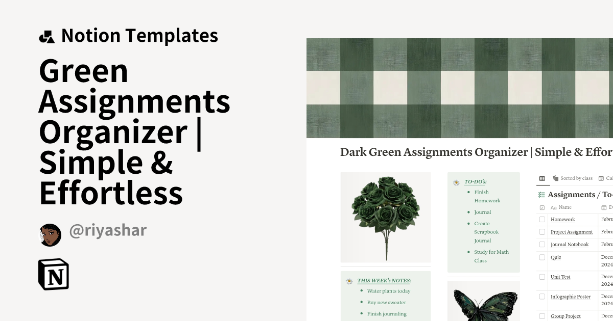 Green Assignments Organizer | Simple & Effortless Template by ...