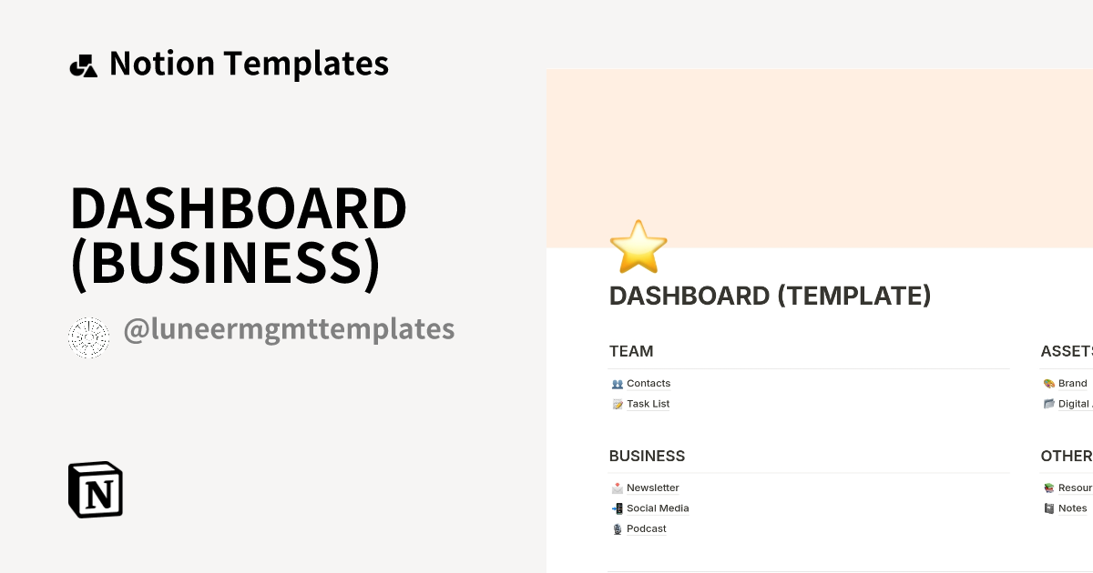 DASHBOARD (BUSINESS) Template | Notion Marketplace