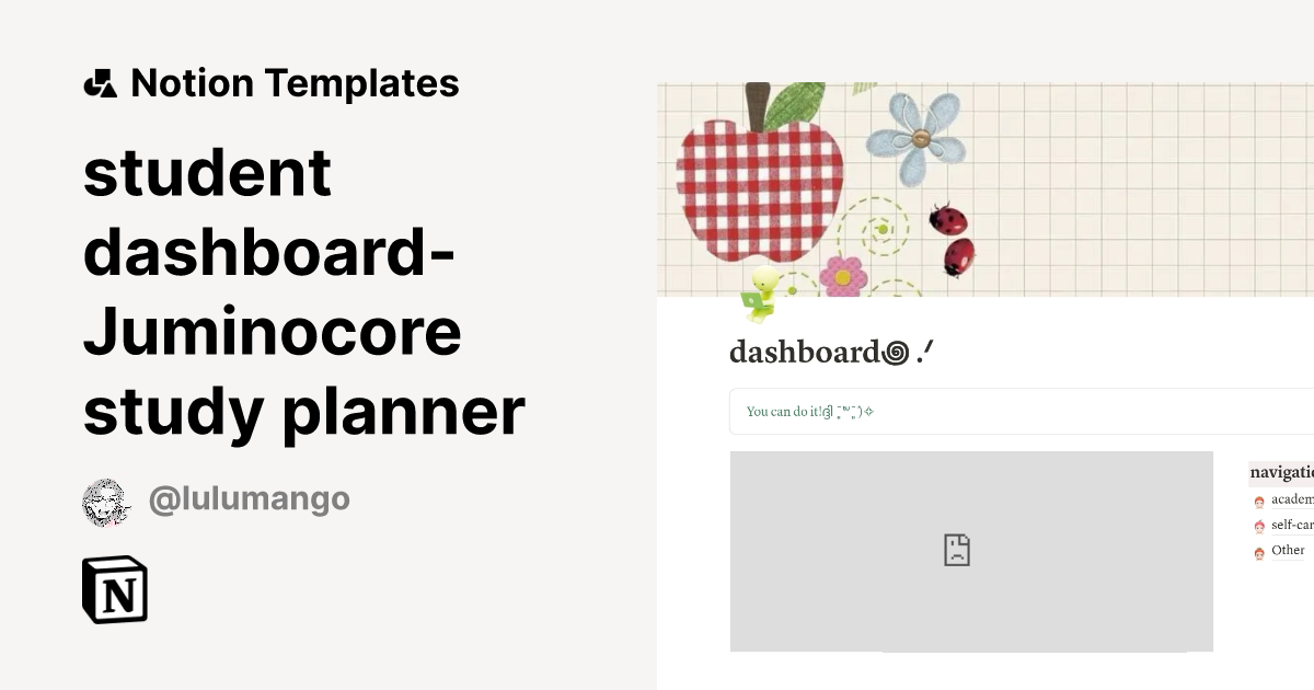 student dashboard- Juminocore study planner Template | Notion Marketplace