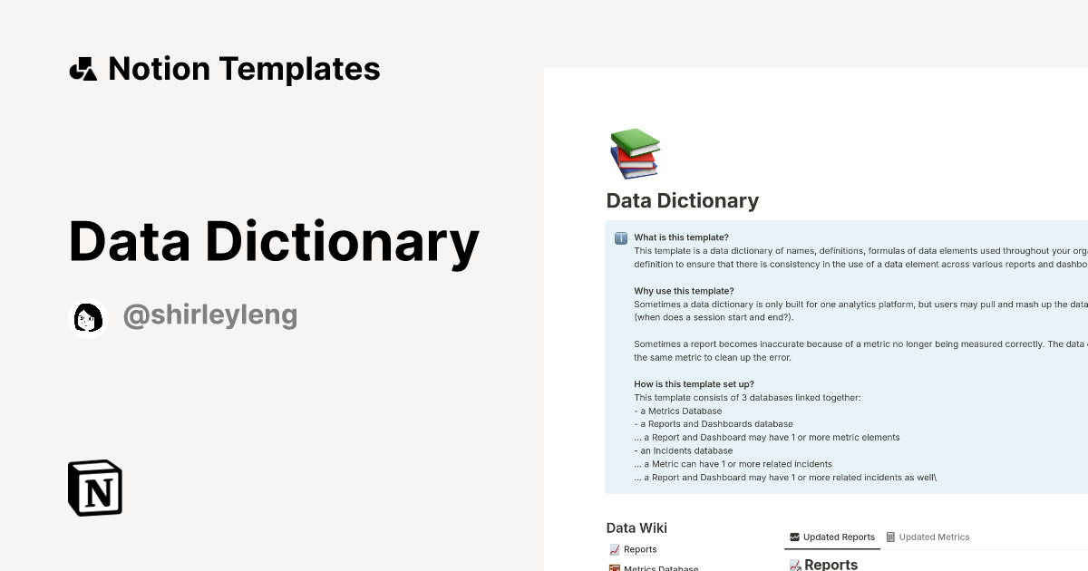 Data Dictionary Template | Notion Marketplace