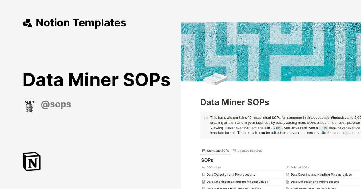 Data Miner SOPs Template by SOPs | Notion Marketplace