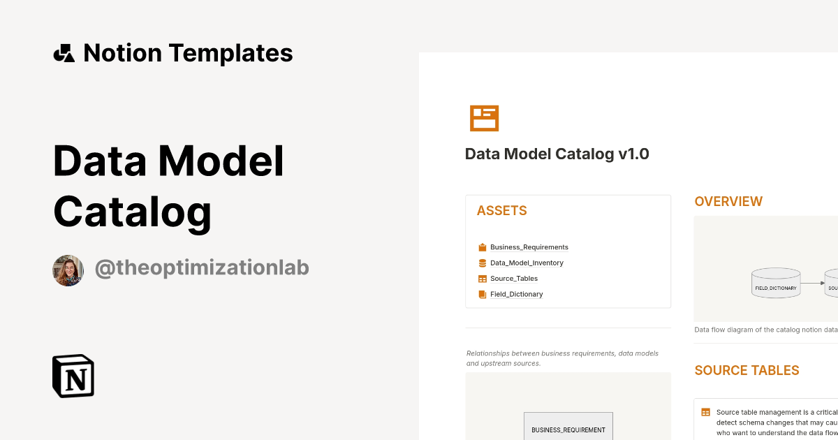 Data Model Catalog Template by Tera Earlywine | Notion Marketplace