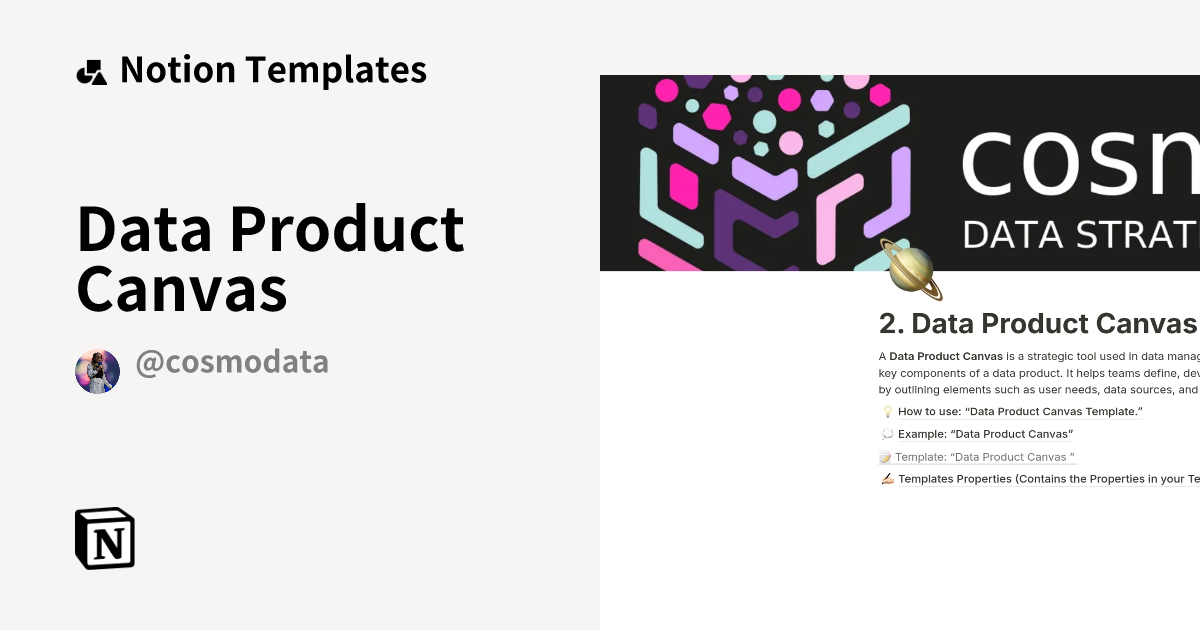 Data Product Canvas Template | Notion Marketplace