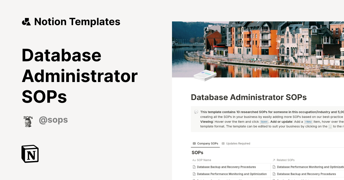 Database Administrator SOPs Template | Notion Marketplace
