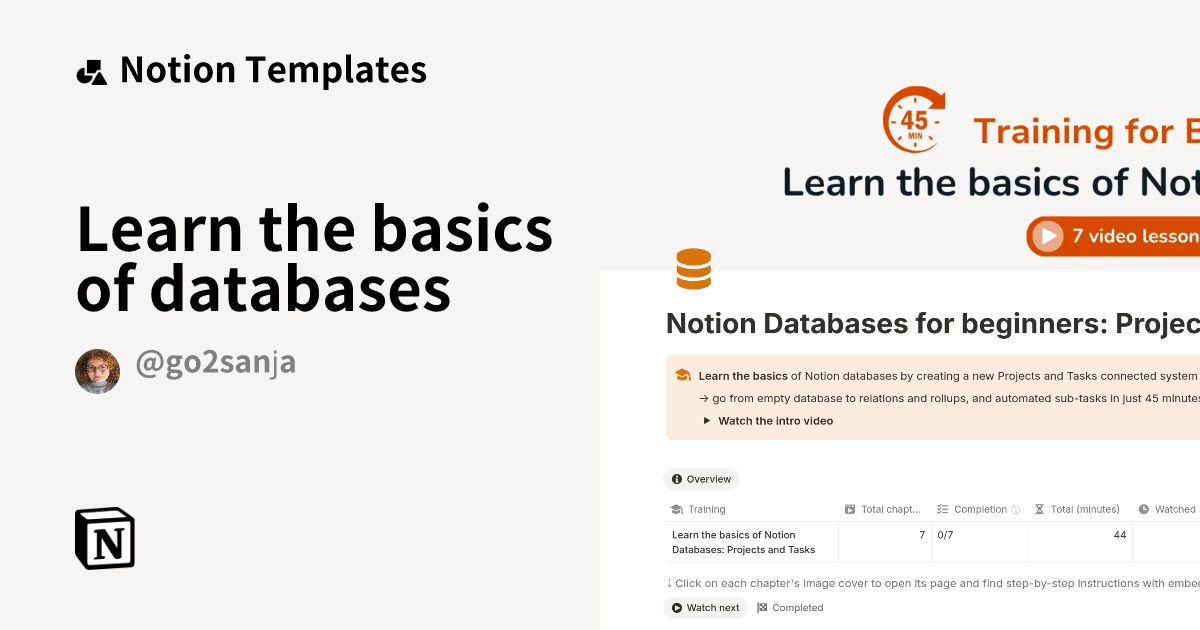 Learn the basics of databases Template by Sanja Veletanlic | Notion ...