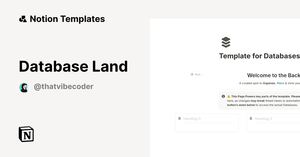 Database Land Template by That Vibe Coder | Notion Marketplace