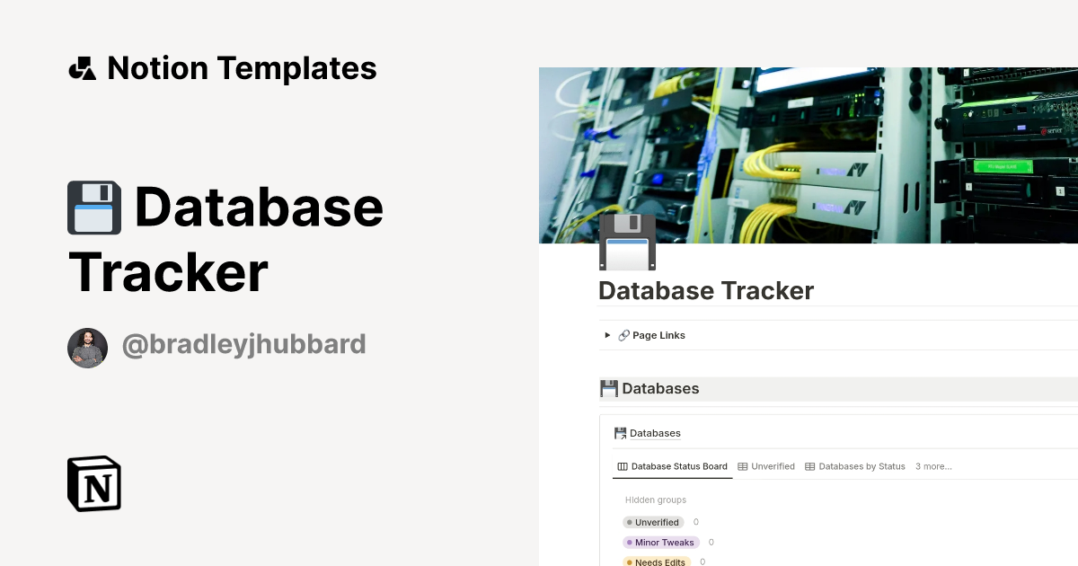 💾 Database Tracker Template by Bradley J. Hubbard | Notion Marketplace