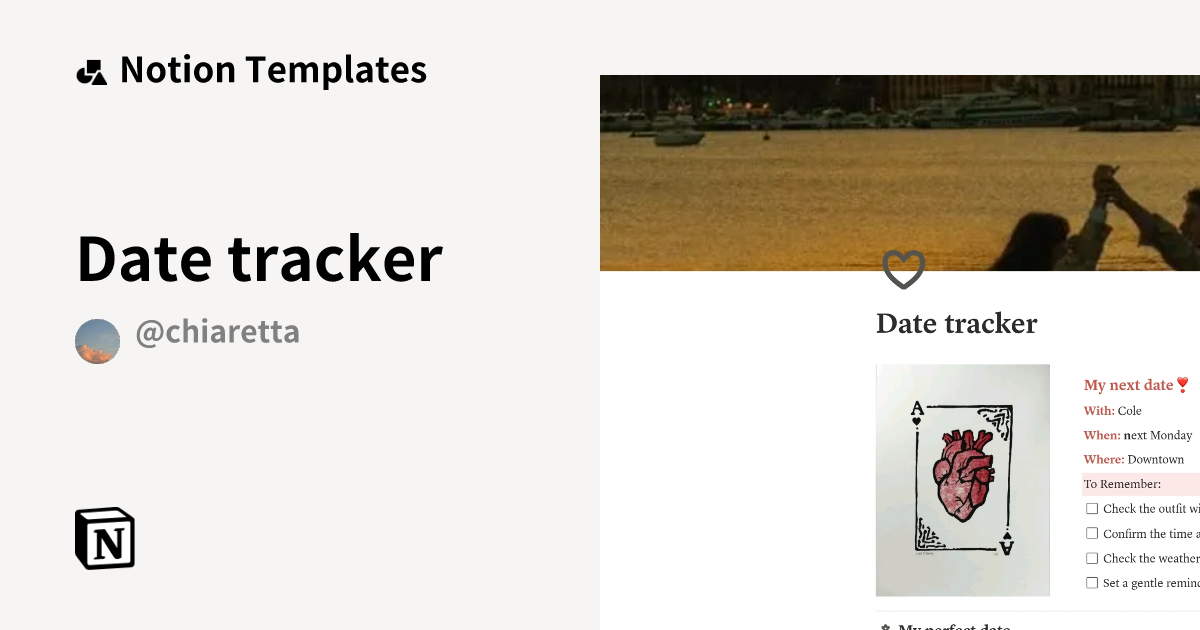 Date tracker Template by Chiara | Notion Marketplace