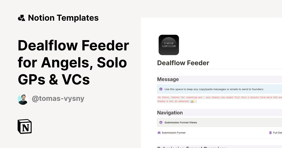 Dealflow Feeder for Angels, Solo GPs & VCs Template | Notion Marketplace