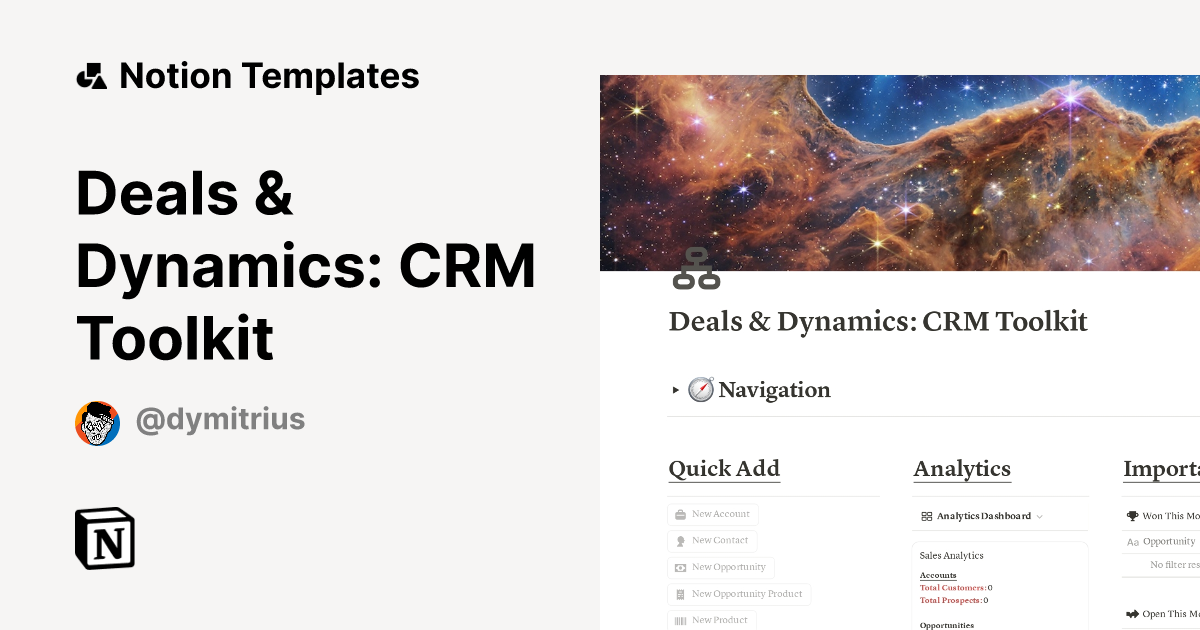 Deals & Dynamics: CRM Toolkit Template | Notion Marketplace