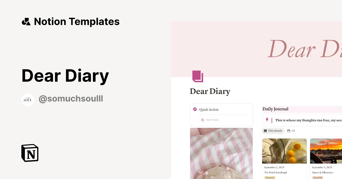 Dear Diary Template | Notion Marketplace