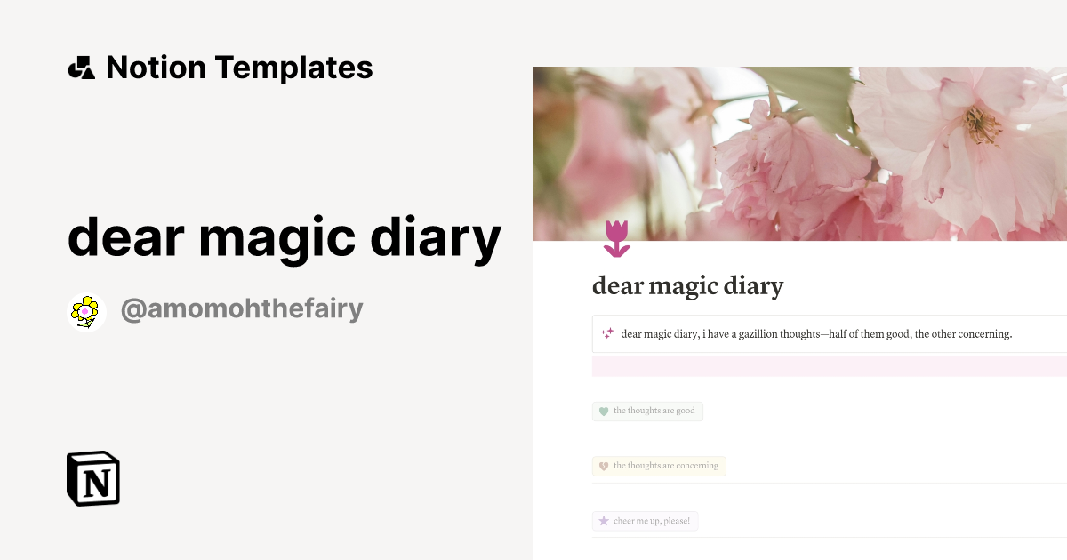 dear magic diary Template by amomohthefairy | Notion Marketplace