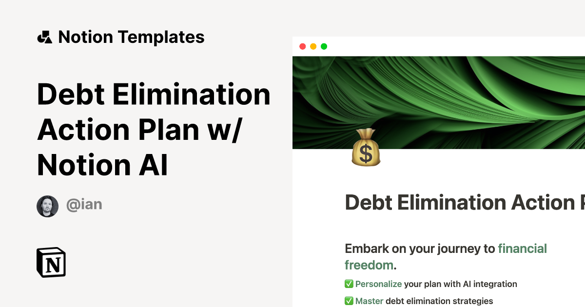 Debt Elimination Action Plan w/ Notion AI Template by Ian Dikhtiar ...