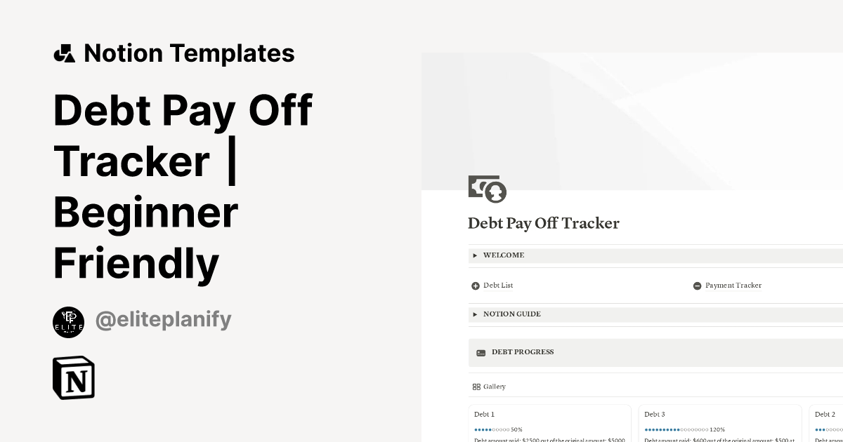 Debt Pay Off Tracker | Beginner Friendly Template | Notion Marketplace