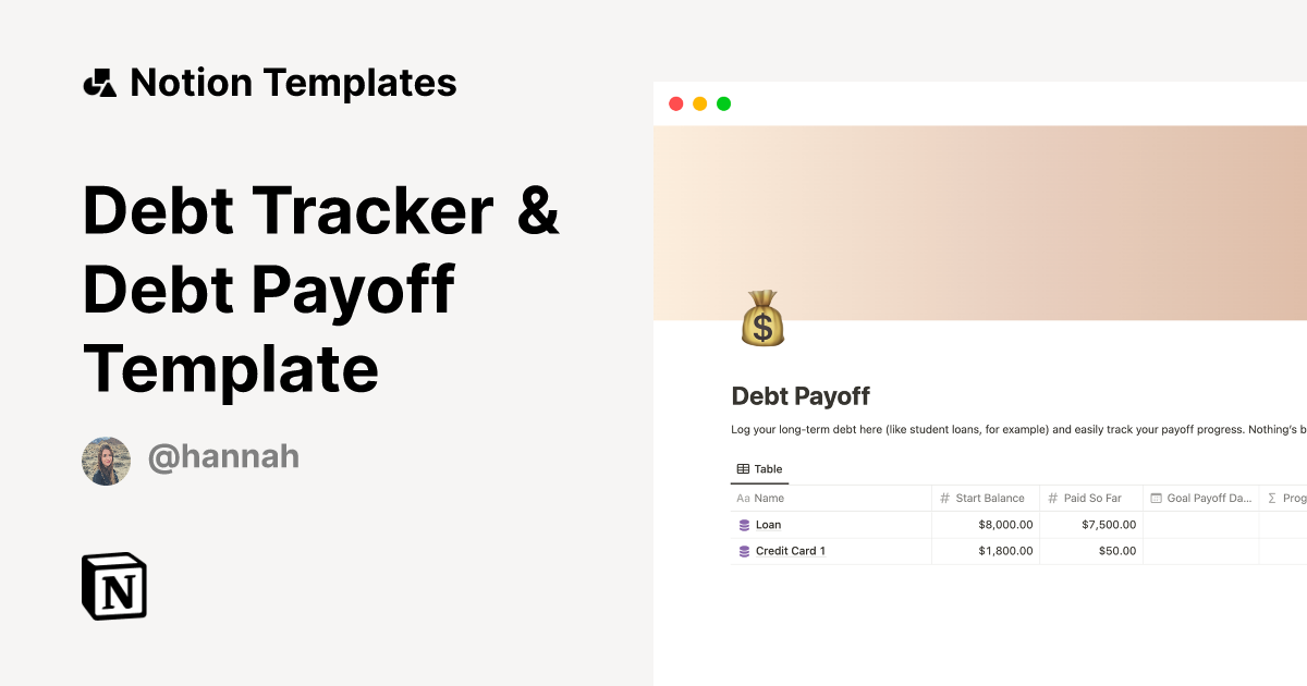 Debt Tracker & Debt Payoff Template Template | Notion Marketplace