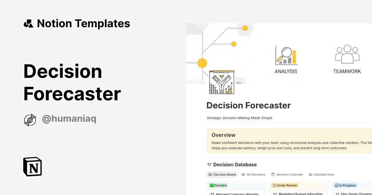 Decision Forecaster Template by Humaniaq | Notion Marketplace
