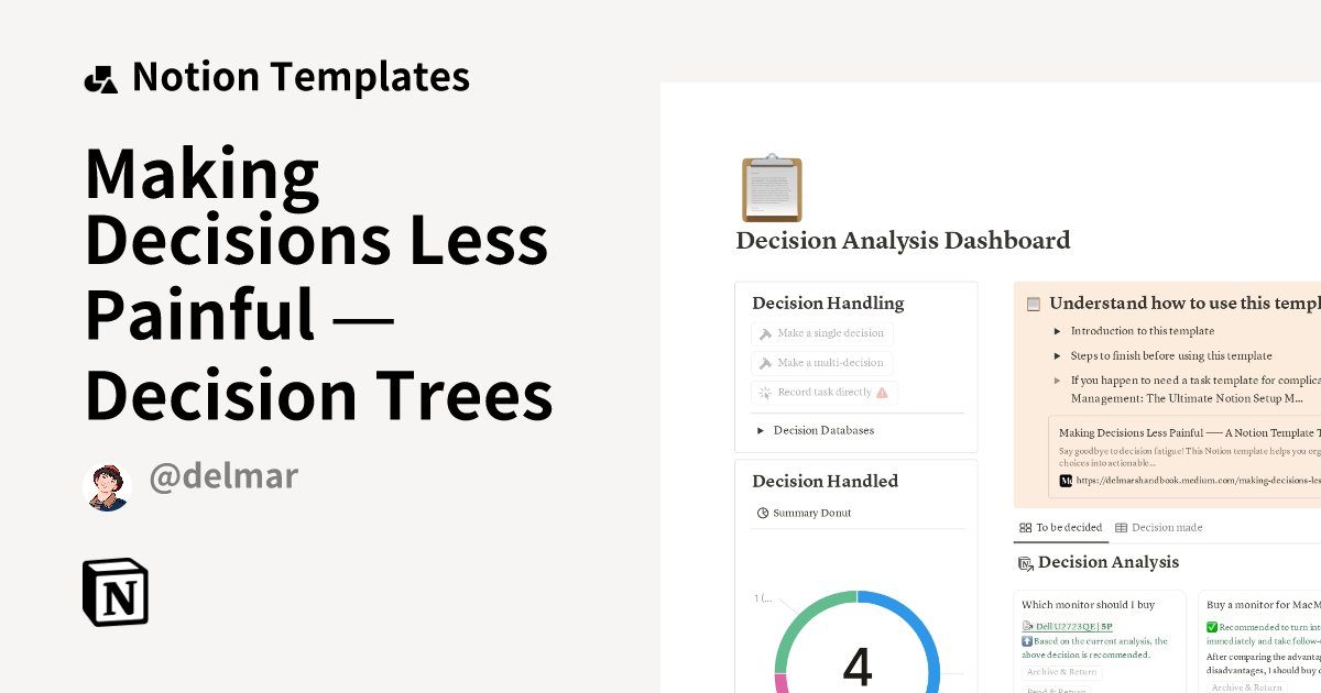 Making Decisions Less Painful — Decision Trees Template | Notion Marketplace