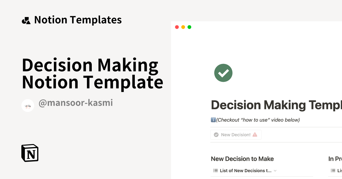 Decision Making Notion Template Template by Mansoor Kasmi | Notion Marketplace