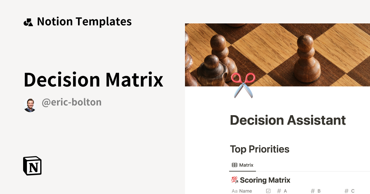 Decision Matrix Template | Notion Marketplace