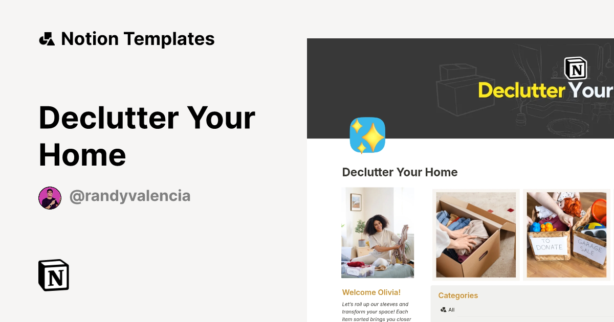 Declutter Your Home Template by Randy Valencia | Notion Marketplace