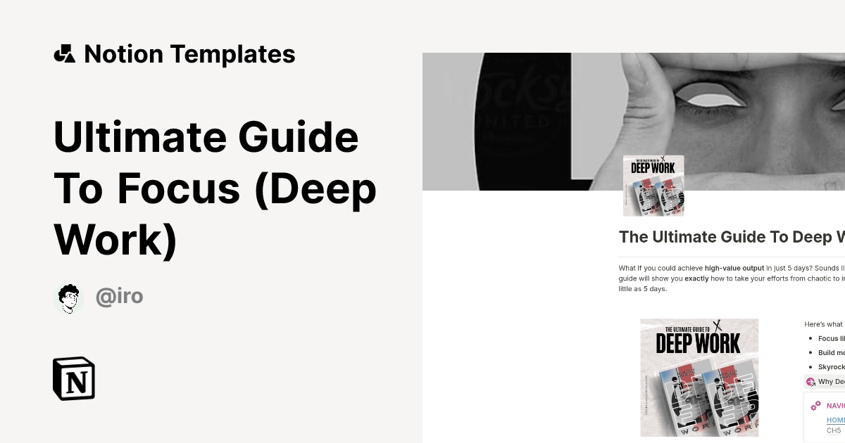 Ultimate Guide To Focus (Deep Work) Template | Notion Marketplace