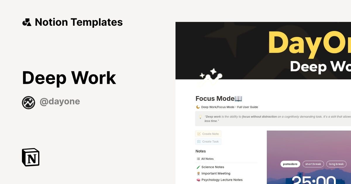 Deep Work Template | Notion Marketplace