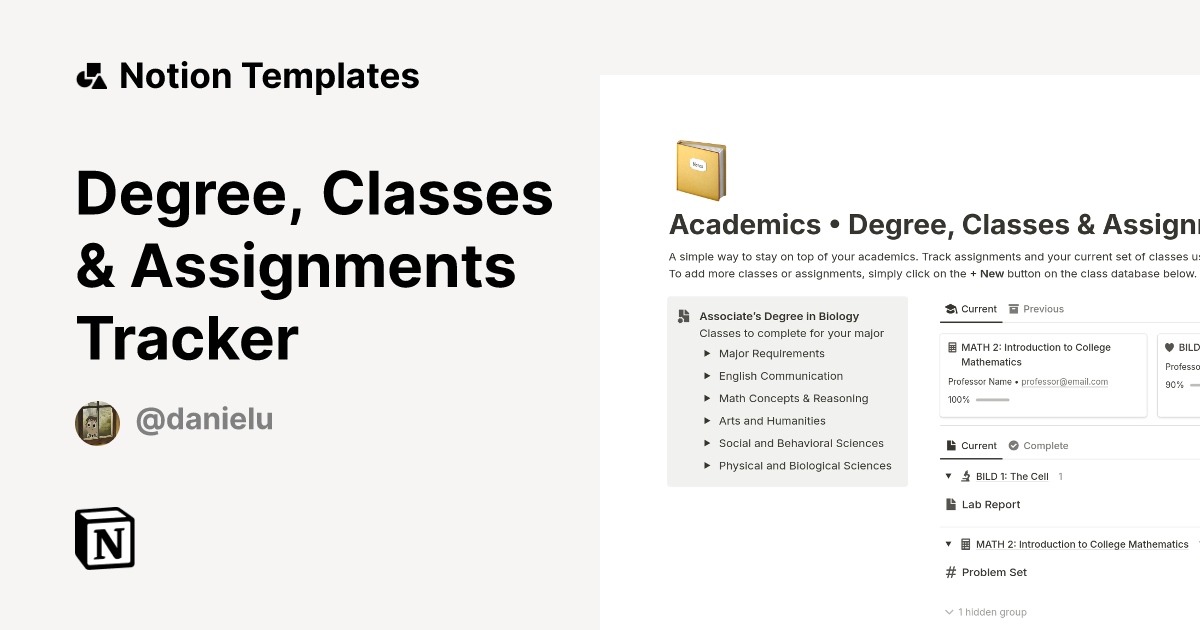 Degree, Classes & Assignments Tracker Template | Notion Marketplace