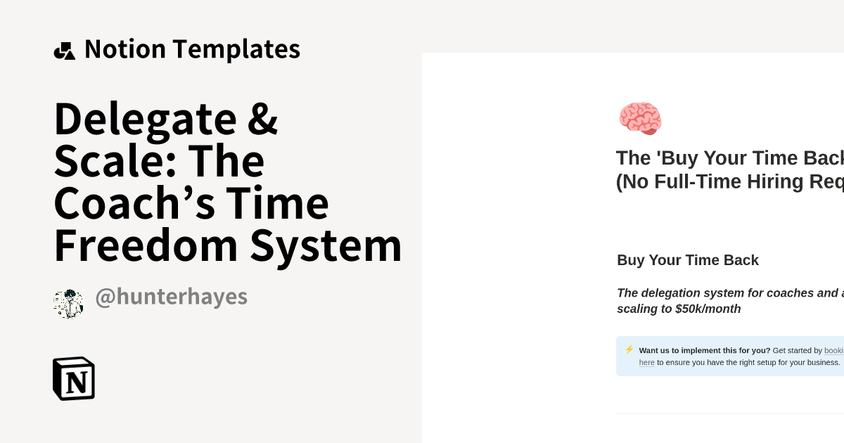 Delegate & Scale: The Coach’s Time Freedom System Template by Hunter ...