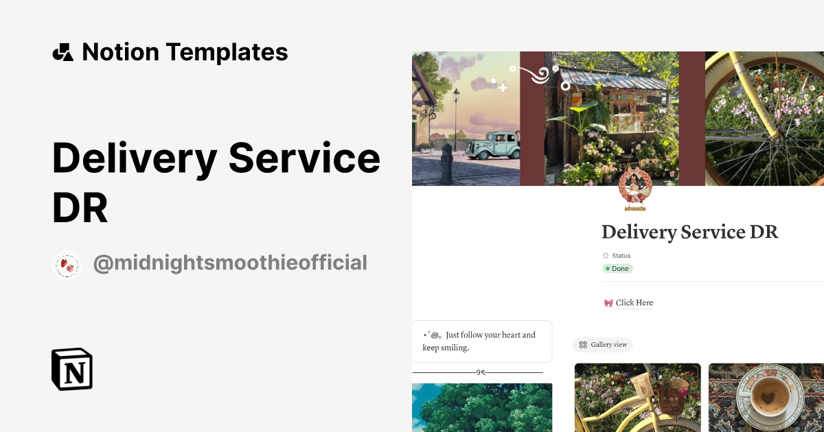 Delivery Service DR Template by Midnight Smoothie | Notion Marketplace