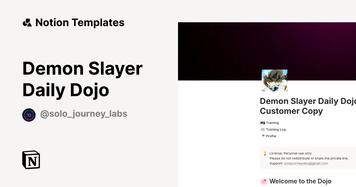 Demon Slayer Daily Dojo Template | Notion Marketplace
