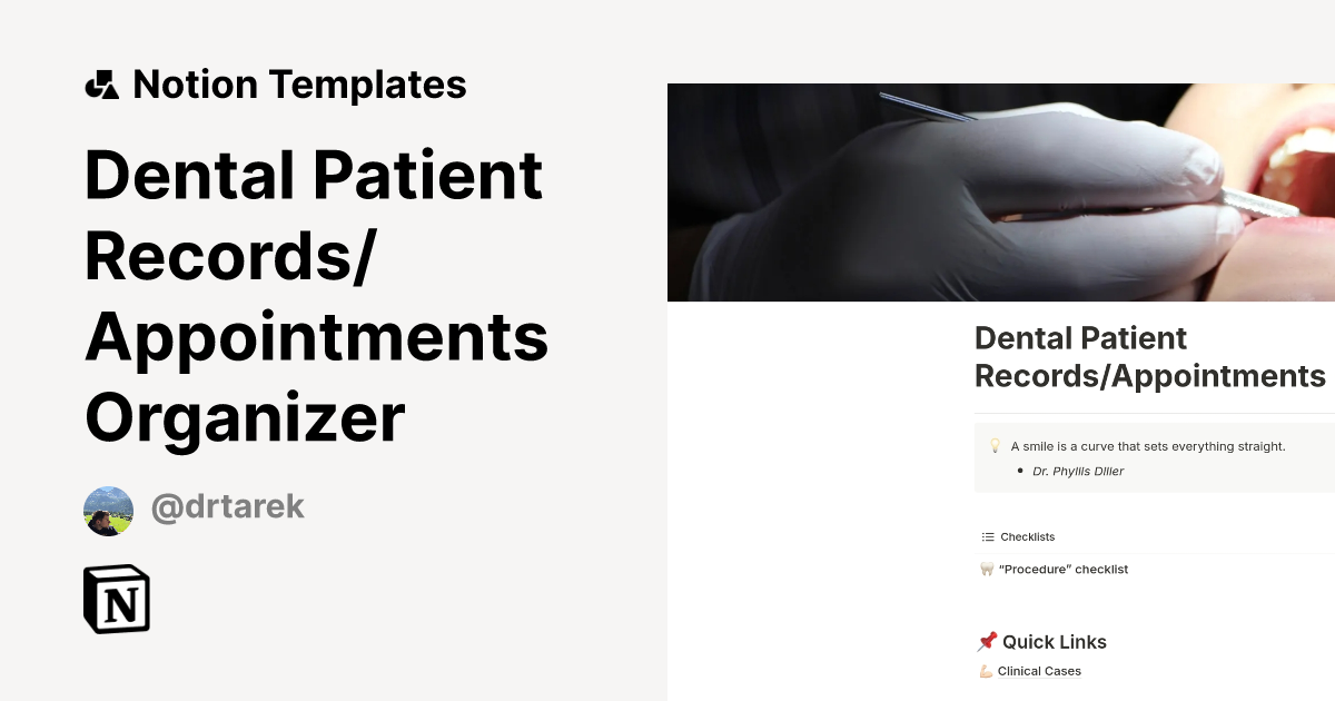 Dental Patient Records/Appointments Organizer Template by Dr. Tarek ...